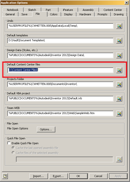 Solved: content center file location - Autodesk Community
