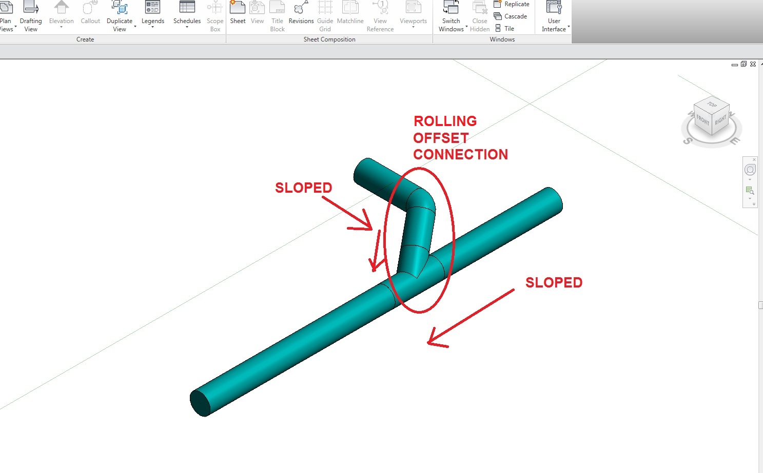 Rotate pipe and fitting based on center line of pipe - Autodesk Community