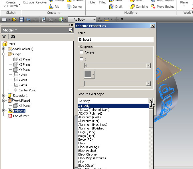 Solved: Emboss Color Issue - Autodesk Community