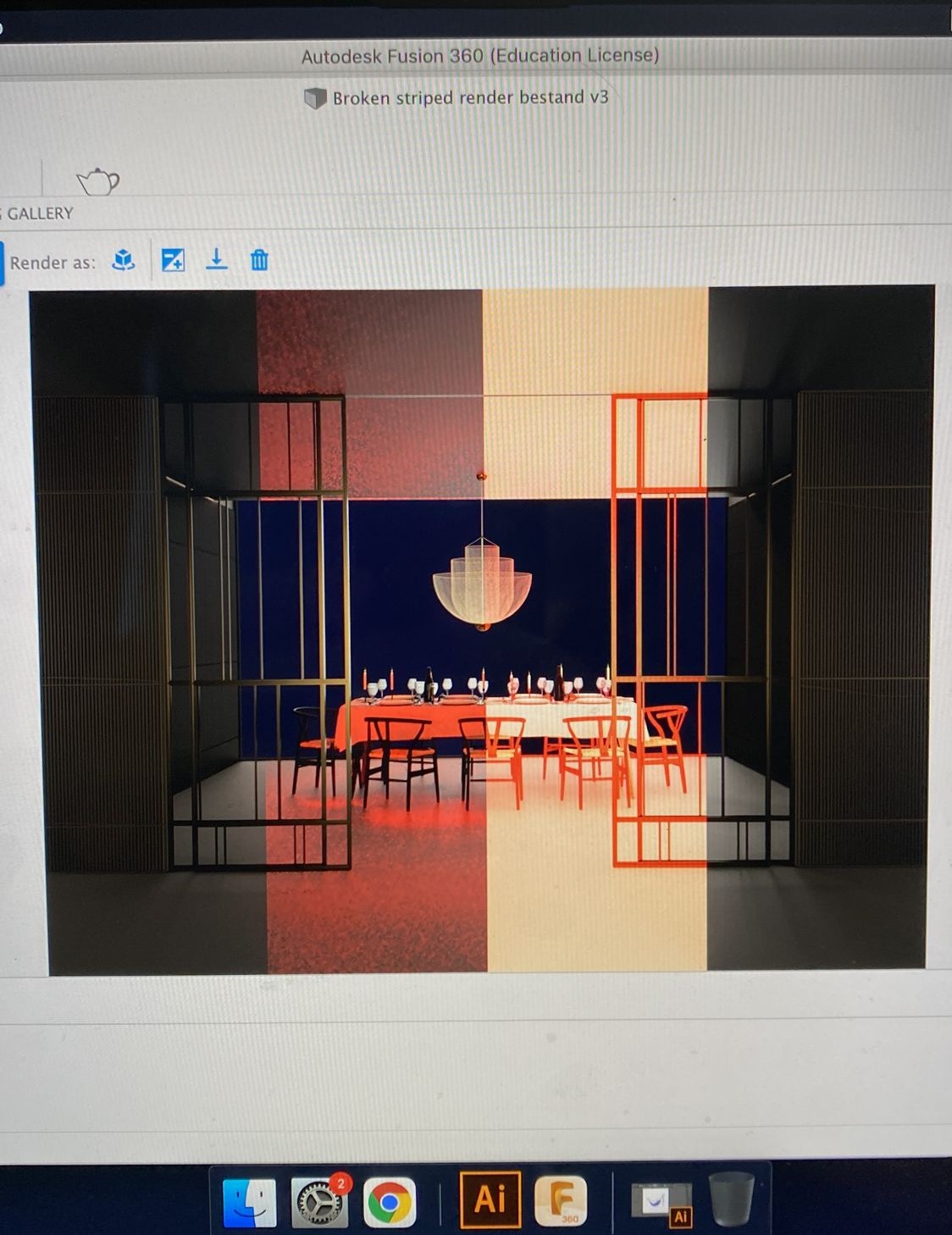 Cloud based rendering result has strangely coloured glitched bands over ...