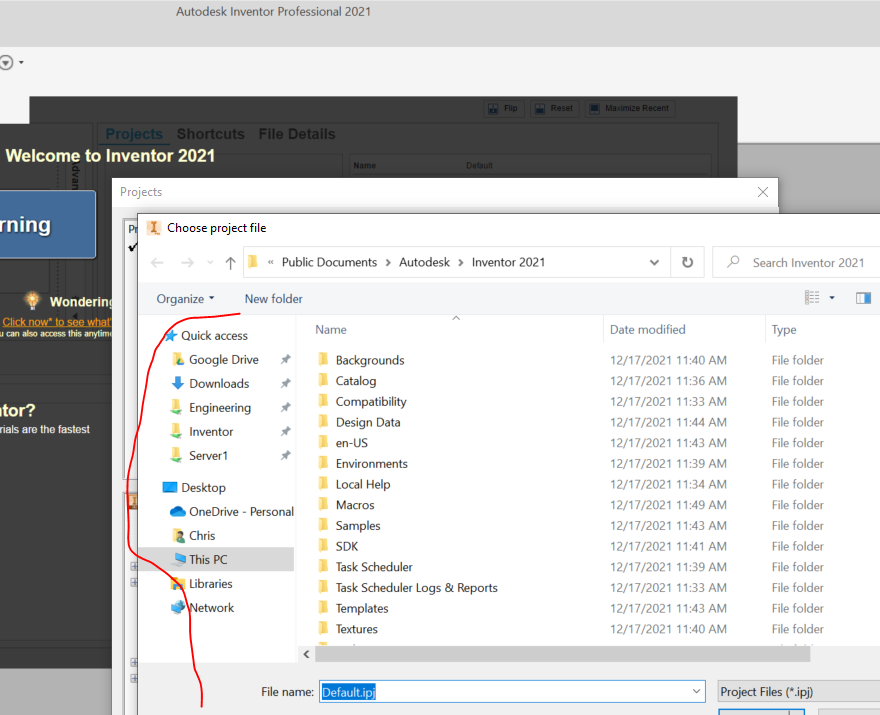 Project Open Window (dialog box) 2022.2 - Autodesk Community