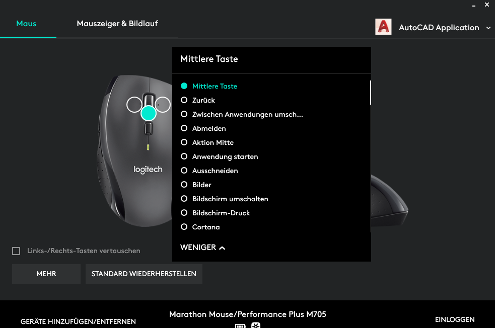 Logitech mouse M705 und AutoCAD - Autodesk Community