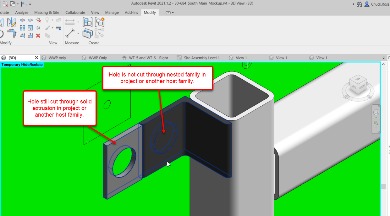 Nested void family not cutting nested host family in when parent family is loaded - Autodesk ...