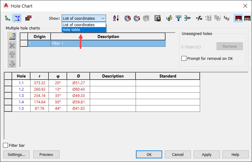 Hole chart - Formula syntax help - Autodesk Community