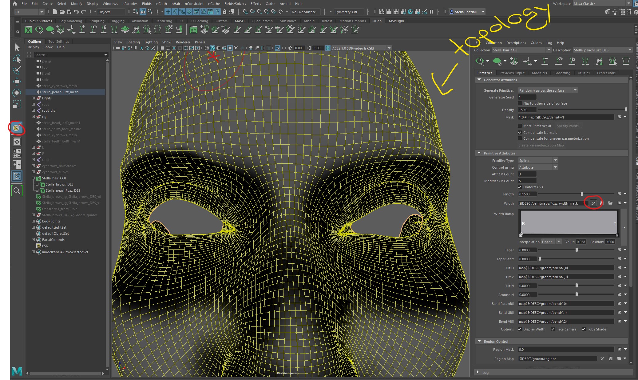 Solved: Maya XGen paint mask, how to hide yellow mesh topology ...