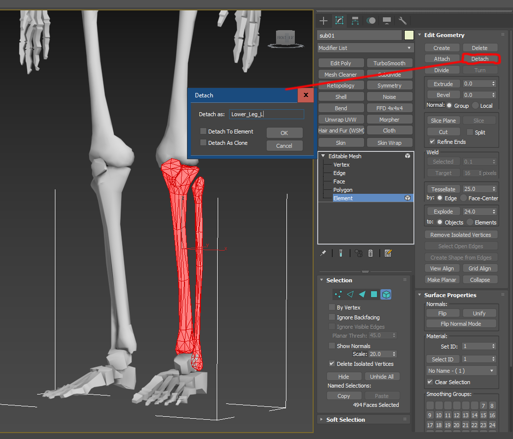 Placing a premade skeleton model into the right body position ...