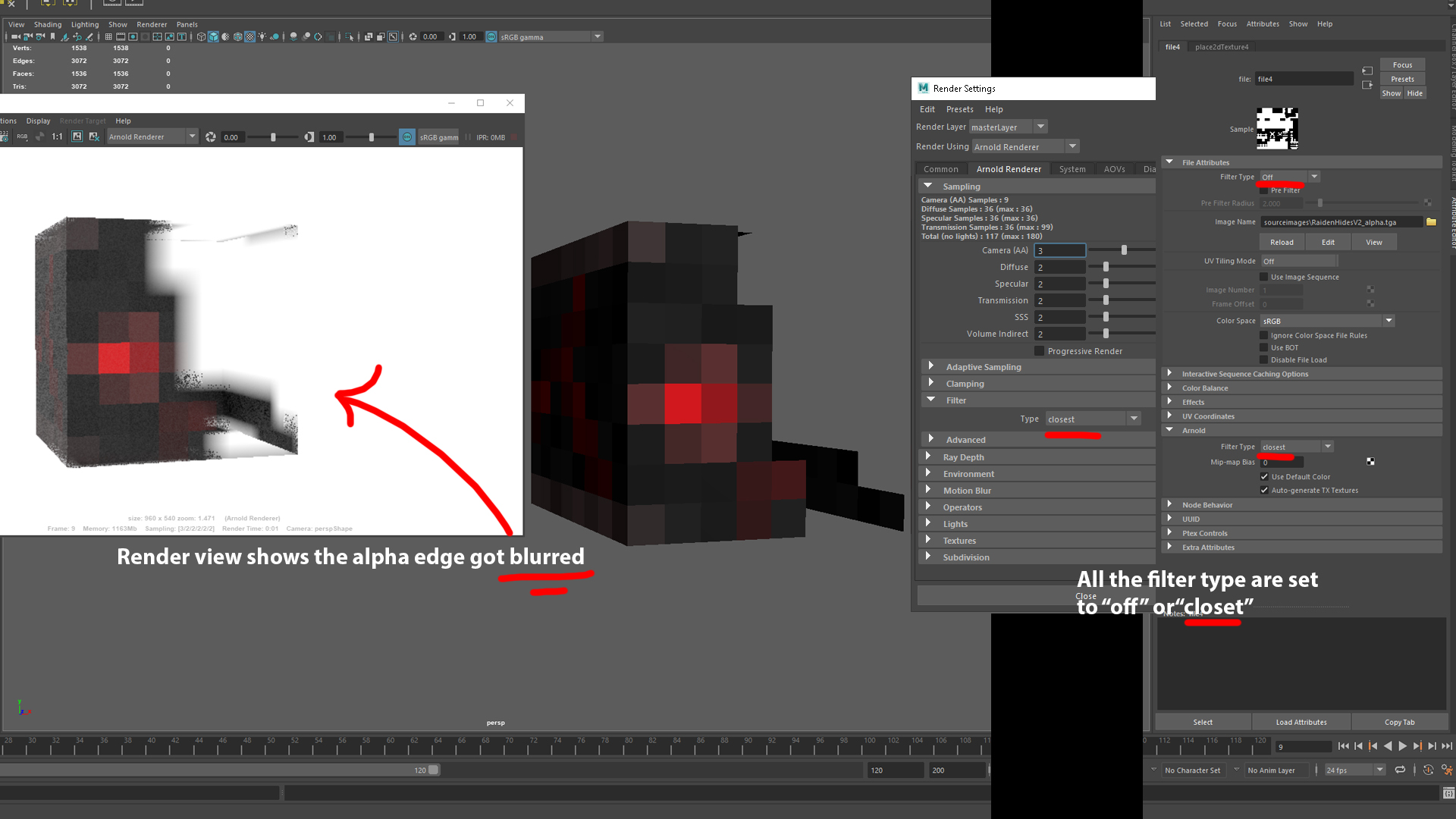Solved: Pixelated texture got blurred out on Arnold render even though I have set the filter ...