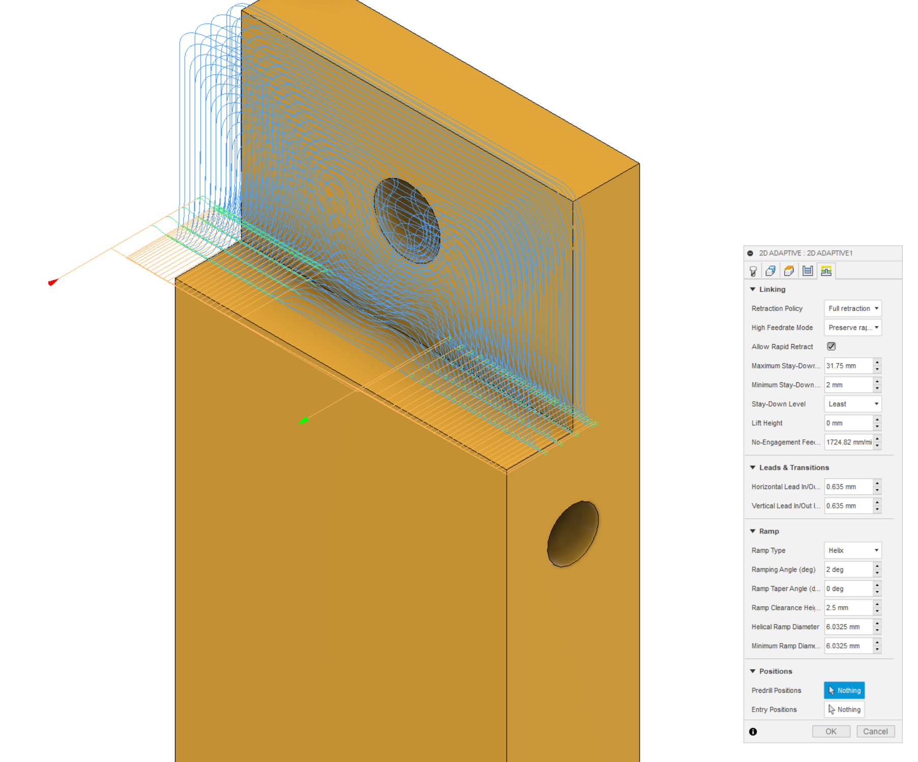 Solved: Adaptive toolpaths refusing to ramp, it plunges instead - Autodesk Community