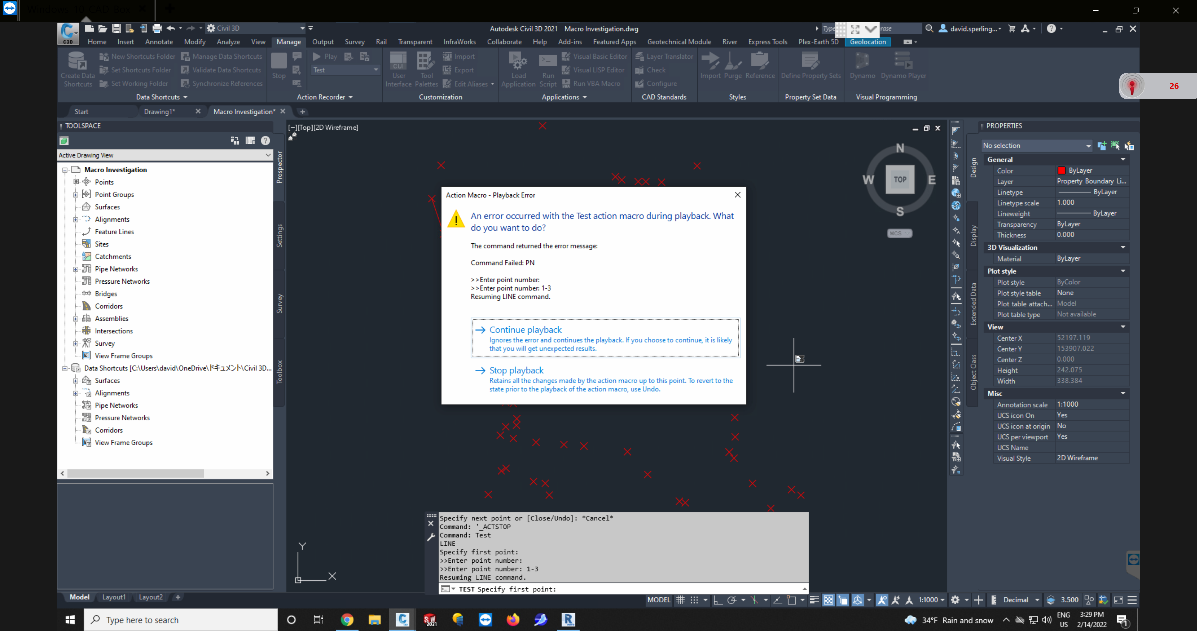 Solved: Action Macro: Line by Point Range Errors Out - Autodesk Community