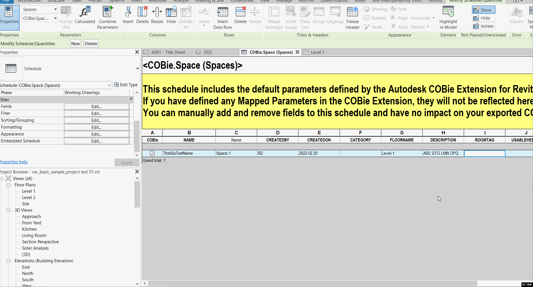 Solved: Can't find the COBie.Space.FloorName parameter in the project - Autodesk Community