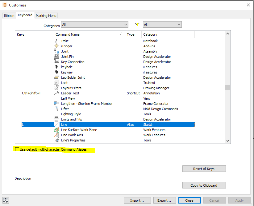 Solved: Shortcut L for line does not work - Autodesk Community