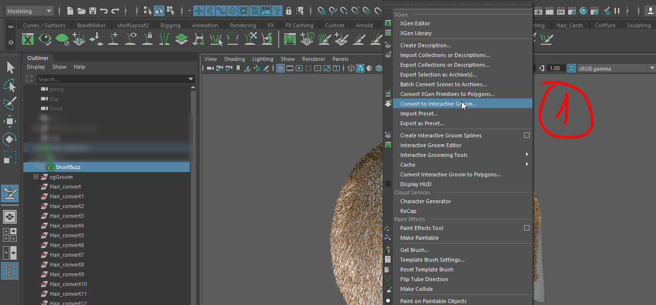Convert xgen core to interactive groom problem - Autodesk Community