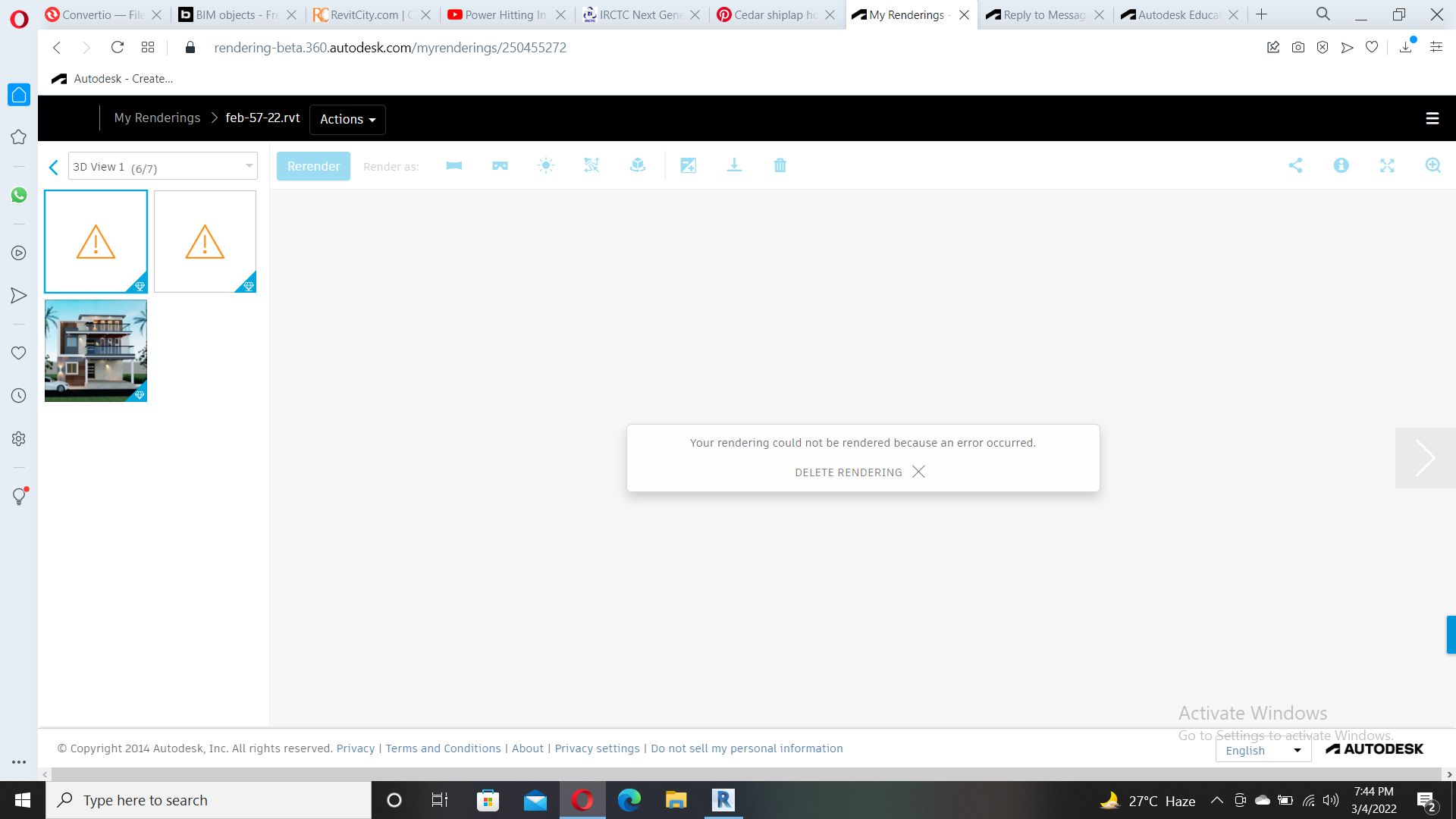 Your rendering could not be rendered because an error occurred. - Page 2 - Autodesk Community