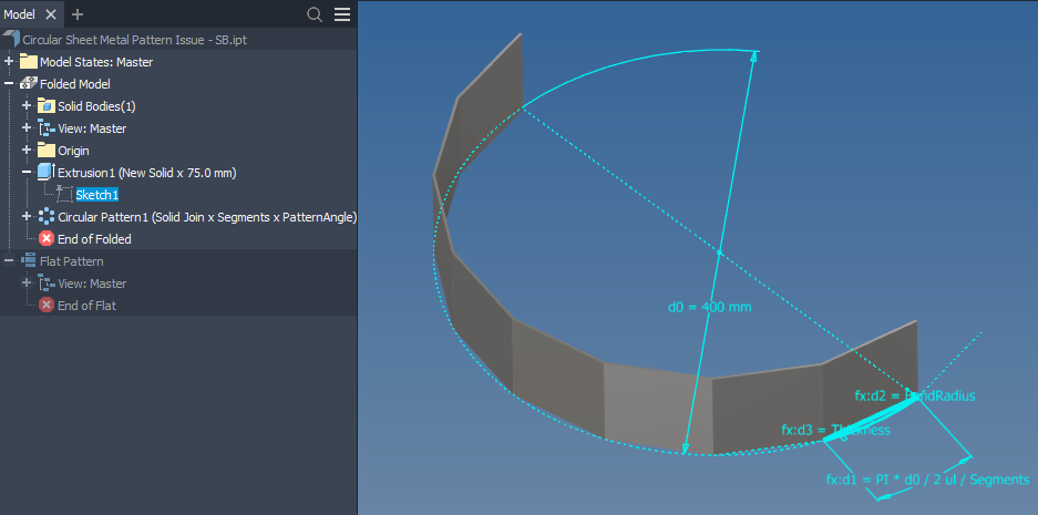 Solved: Circular sheet metal pattern issue - Autodesk Community