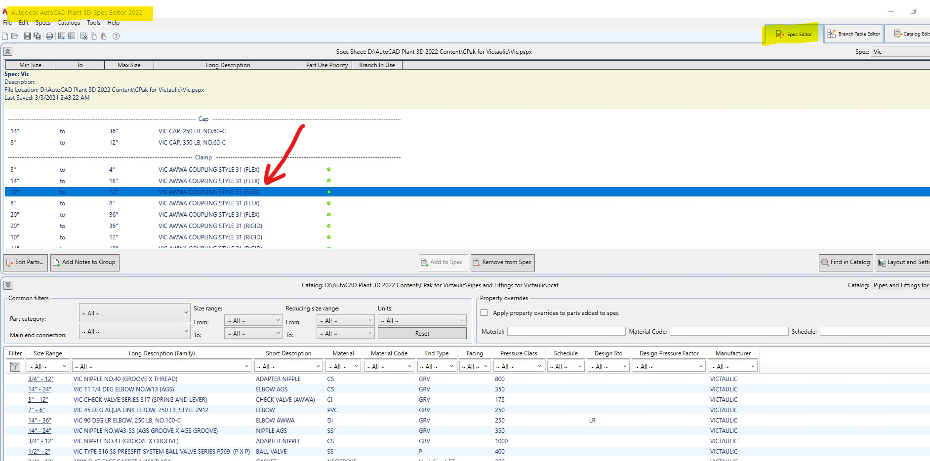 Solved: Spec Sheet Editor list color on Spec Editor tab in versions 2021 & 2022 unreadable ...