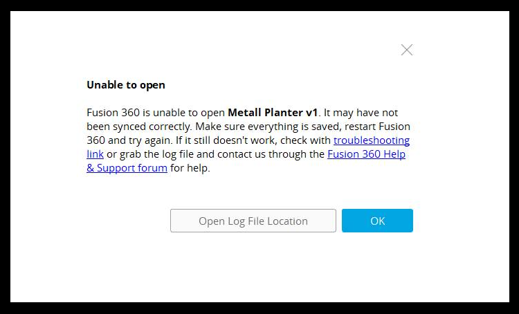 Gelöst: Fusion 360 fehlermeldung : Unable to Open - Autodesk Community