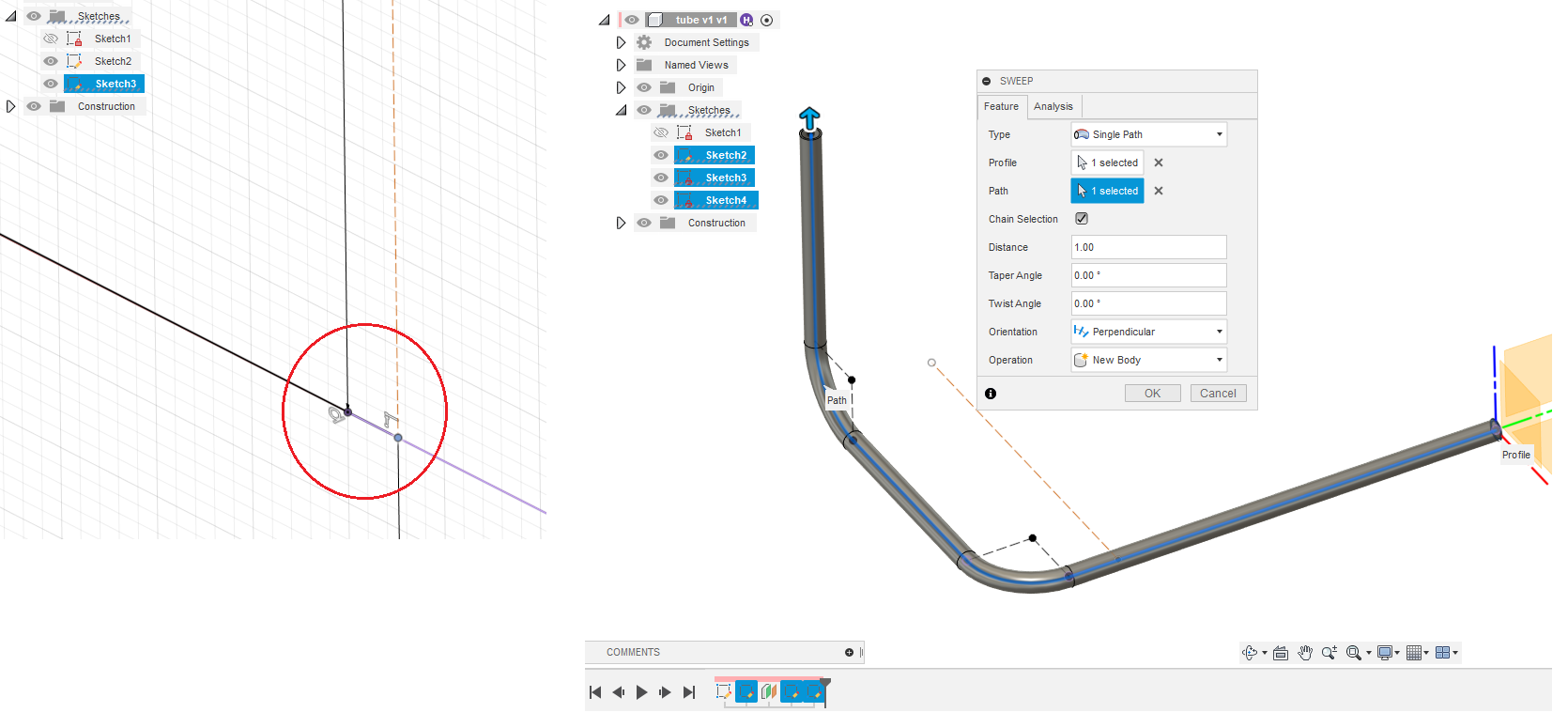 Solved: Sweep along path to create a tube - Autodesk Community