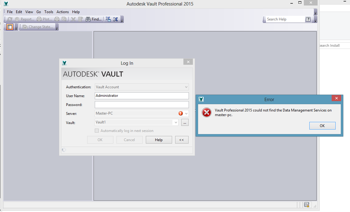 Solved: Vault Professional 2015 could not find the Data Management Services on [server ...