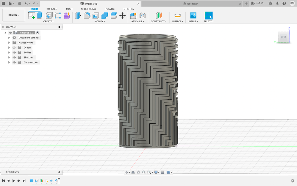 Solved: Emboss/ Knurling how to get this zig zag pattern on a cylinder? - Autodesk Community