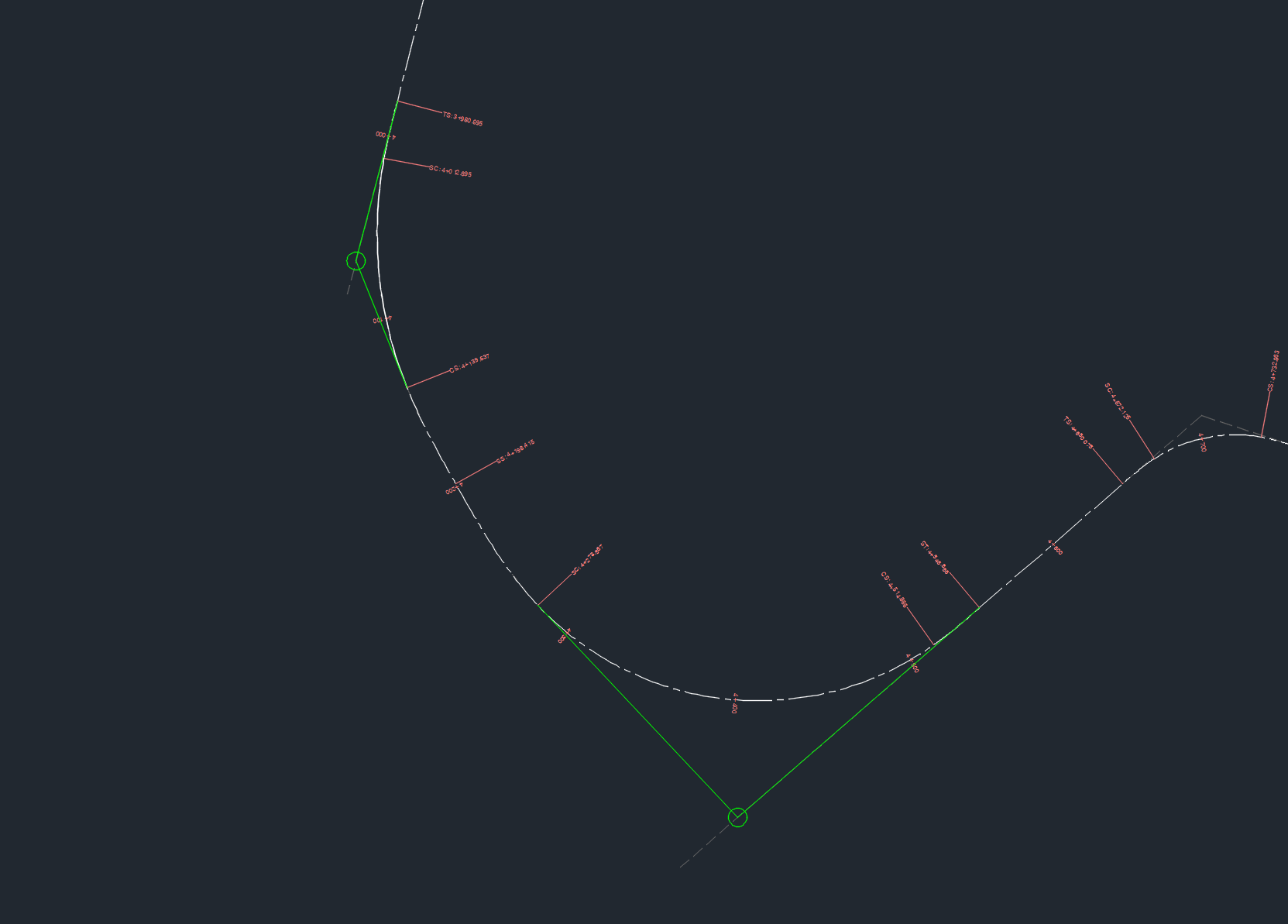 Advance geometry question : Showing horizontal point of intersection (PHI) with a curve-spiral ...