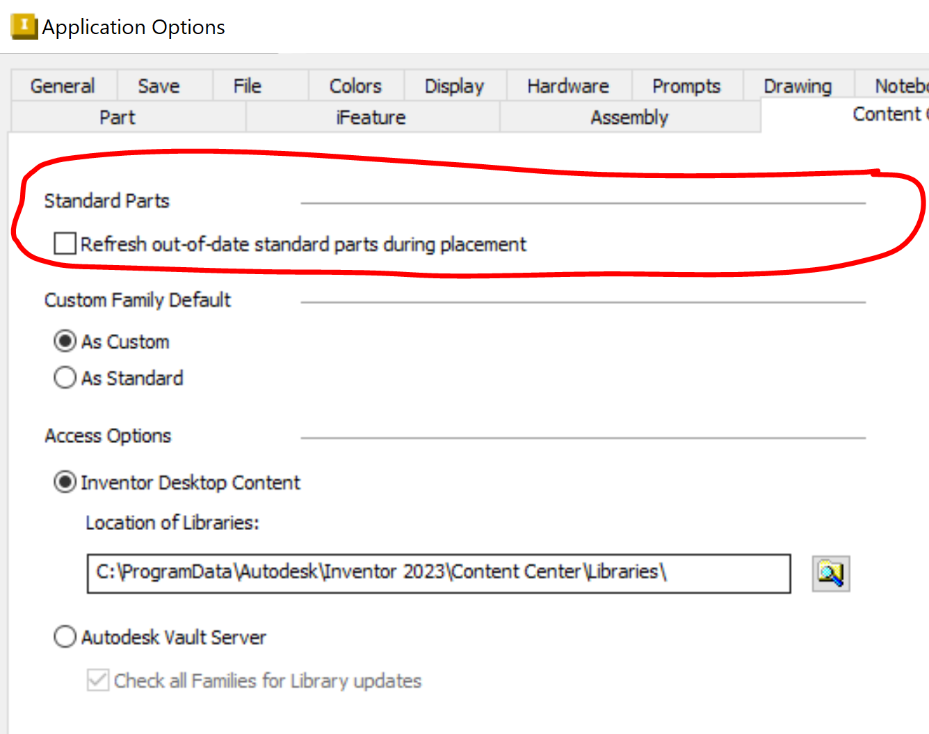 Content Center uses the Refresh command - Autodesk Community