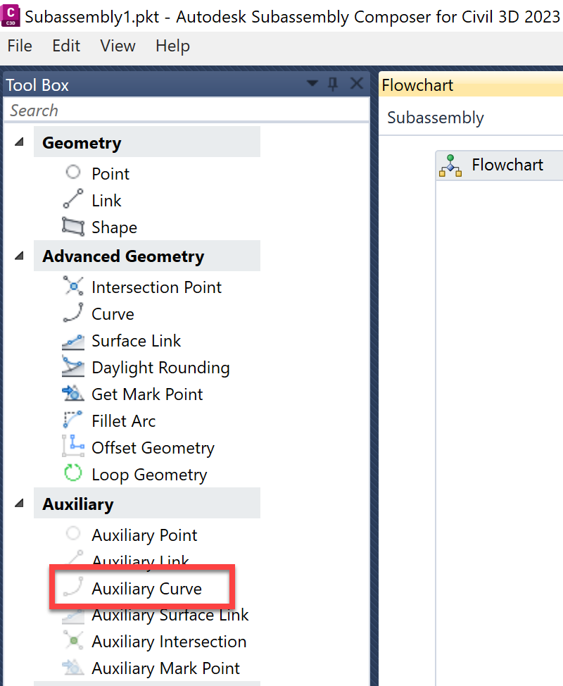 Subassembly Composer - Auxiliary Curve - Autodesk Community
