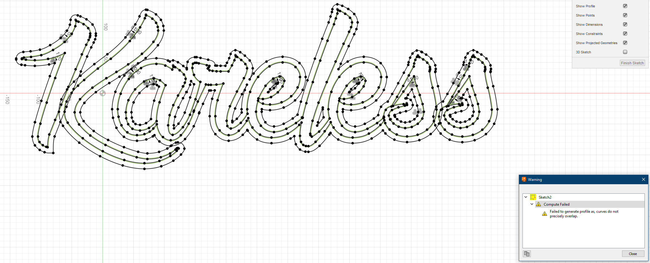 Compute failed to generate profile as, curves do not precisely overlap - Autodesk Community