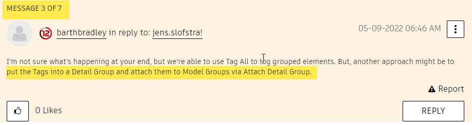 Solved: Trouble with tagging elements in groups - Autodesk Community