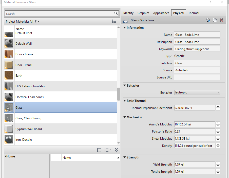Revit Family for Glass with parameters and material passport - Autodesk ...
