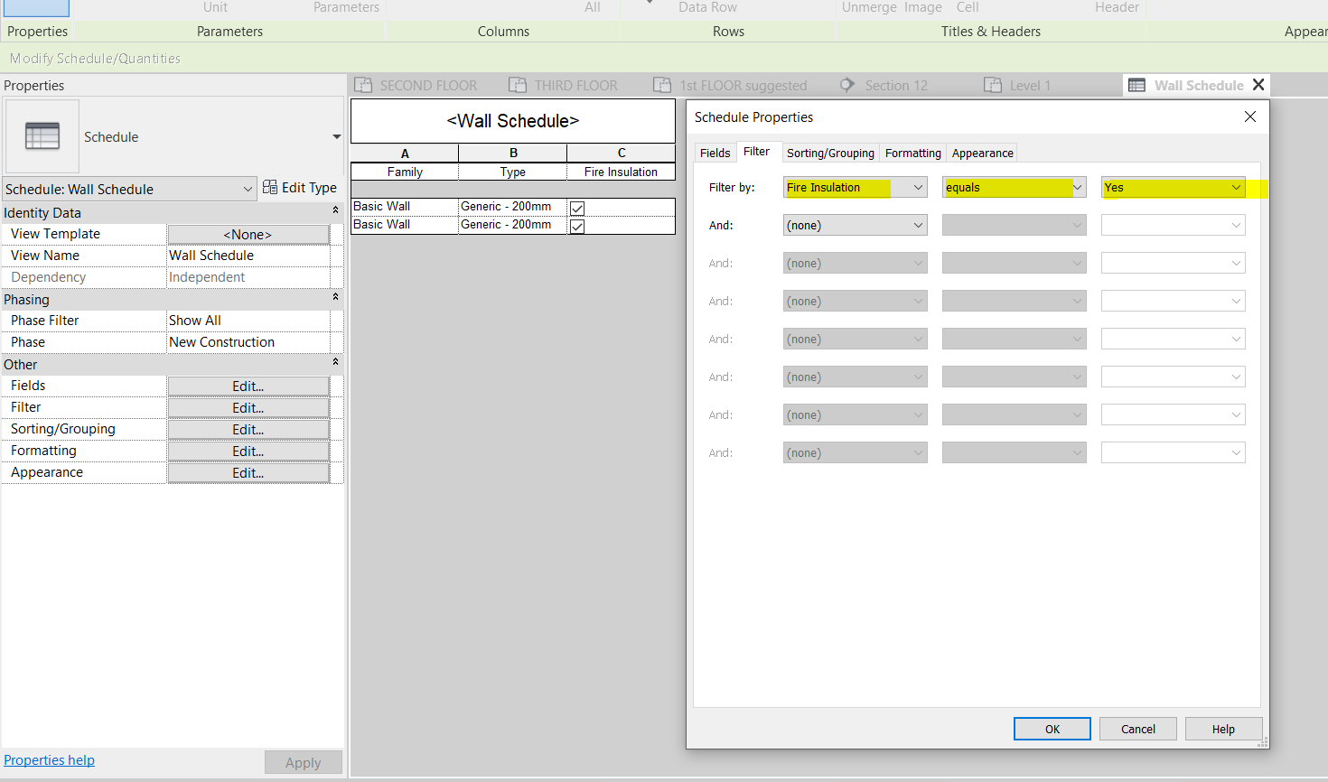 Schedule Yes/No is it possible to auto hide columns with a No value? - Autodesk Community