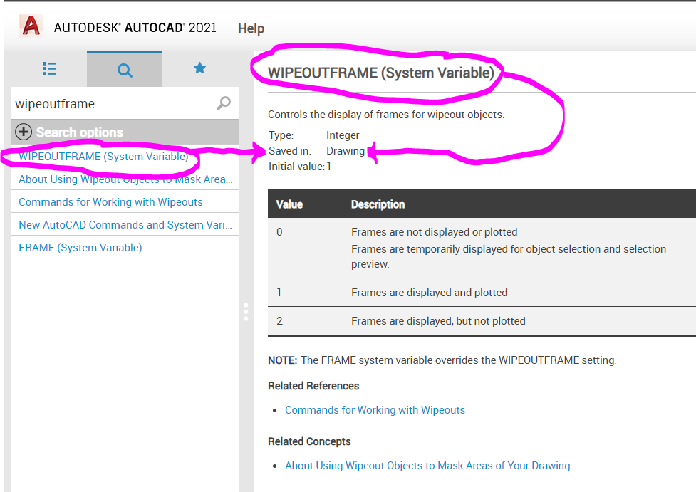 Wipeoutframe can be set universally to "0"? - Autodesk Community