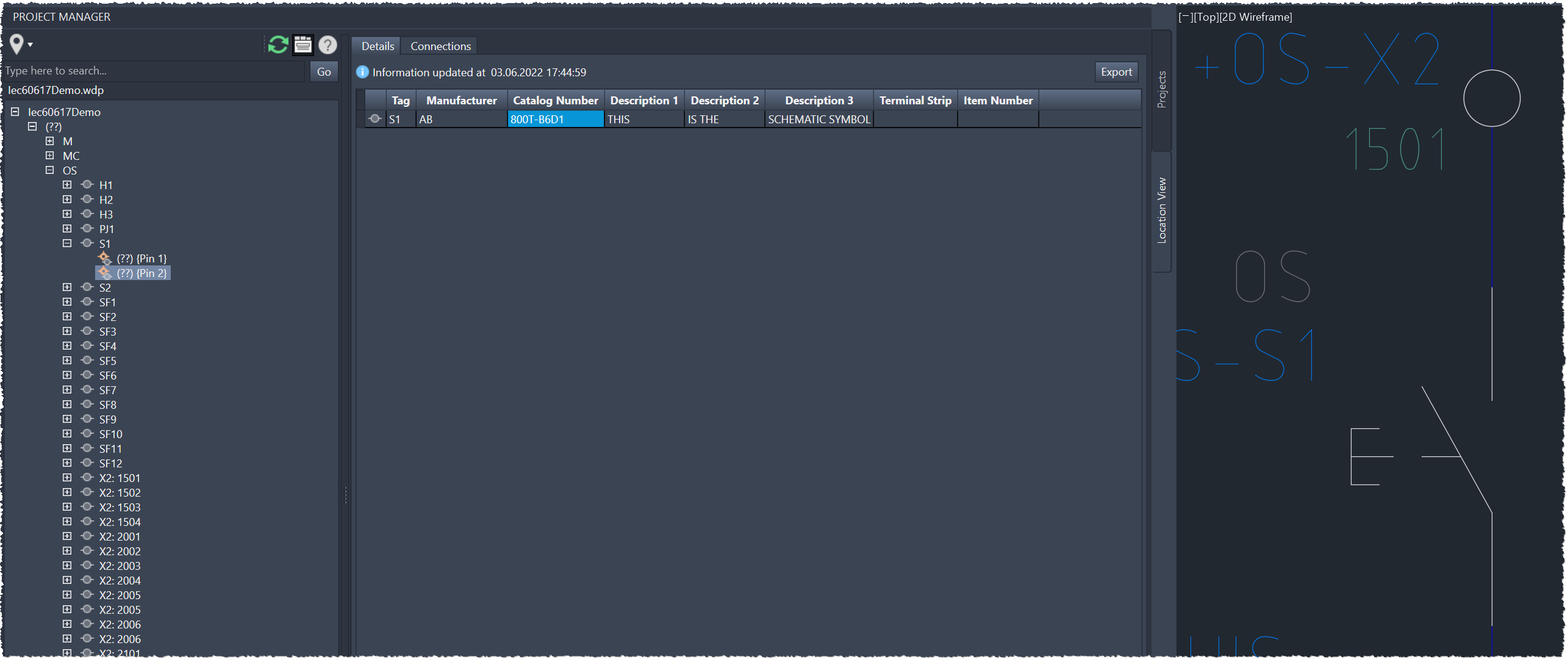 Update component description on schematic component with panel ...