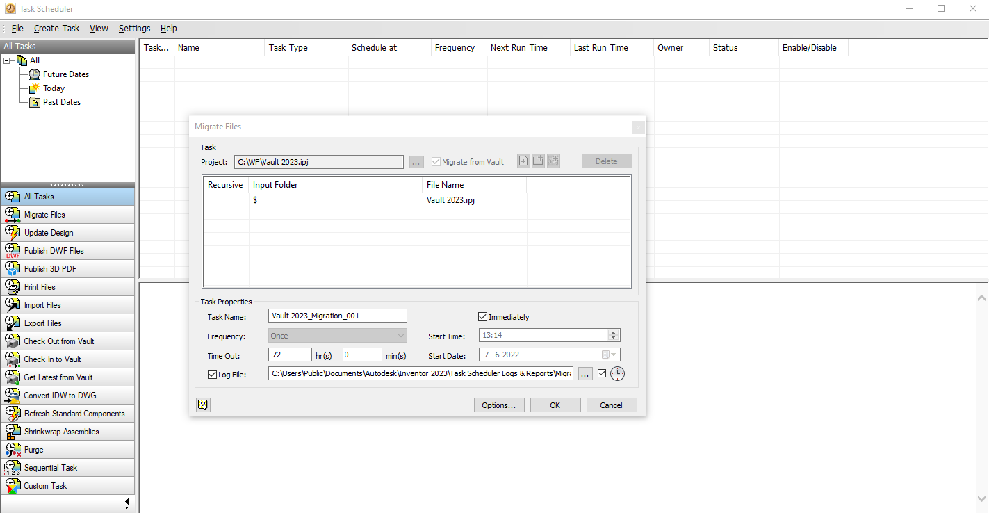 Task scheduler 2023 - Vault data migration - Autodesk Community