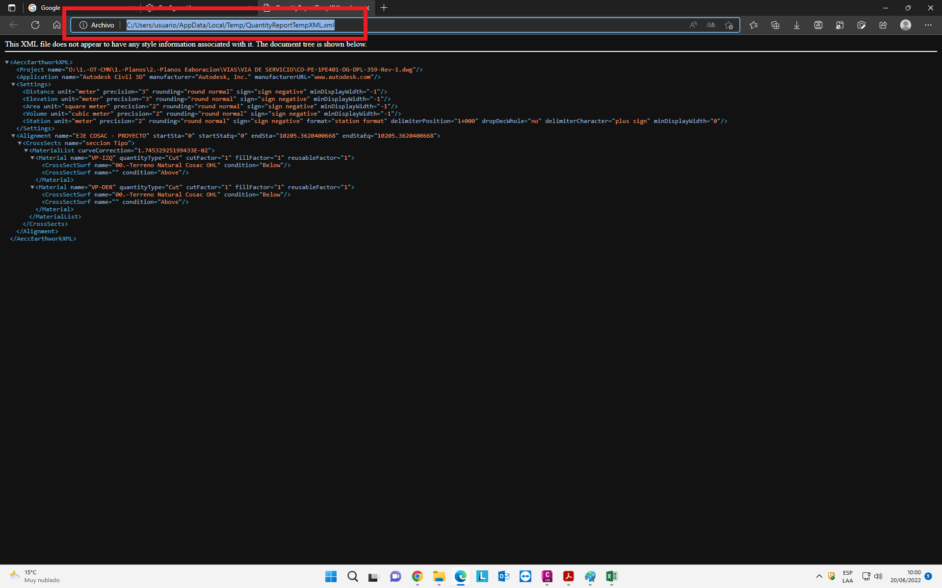 Eartwork report is not exporting in land xml format - Autodesk Community