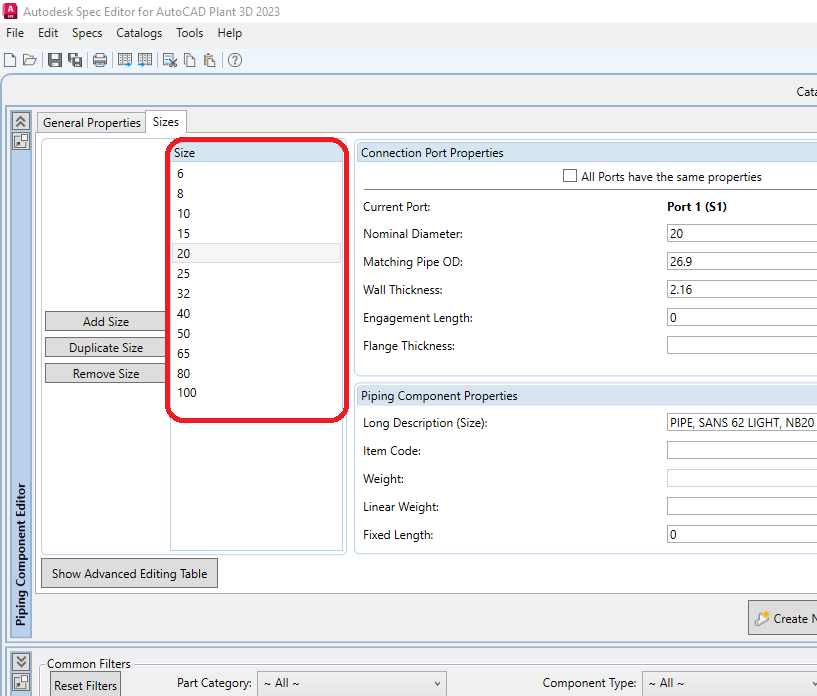 Spec Editor Selecting And Deleting Multiple Sizes Autodesk Community 