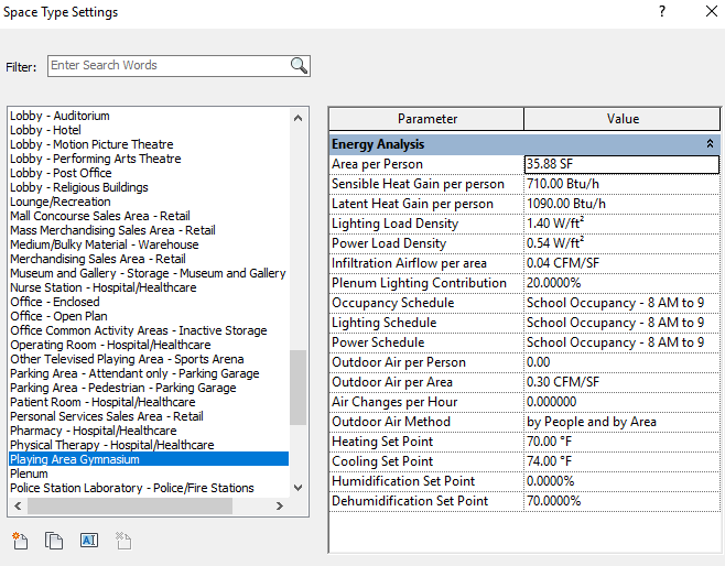 Revit 2021 Space Type Settings - Autodesk Community
