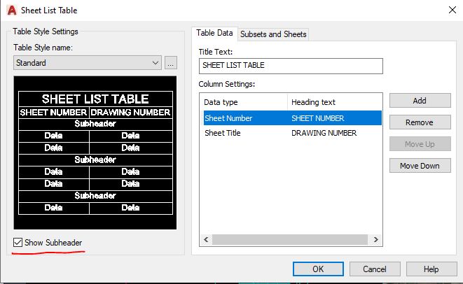 SSM Drawing list with subsets - Autodesk Community