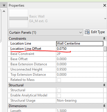 Solved: Curtain wall - Offset panel made from wall - Autodesk Community