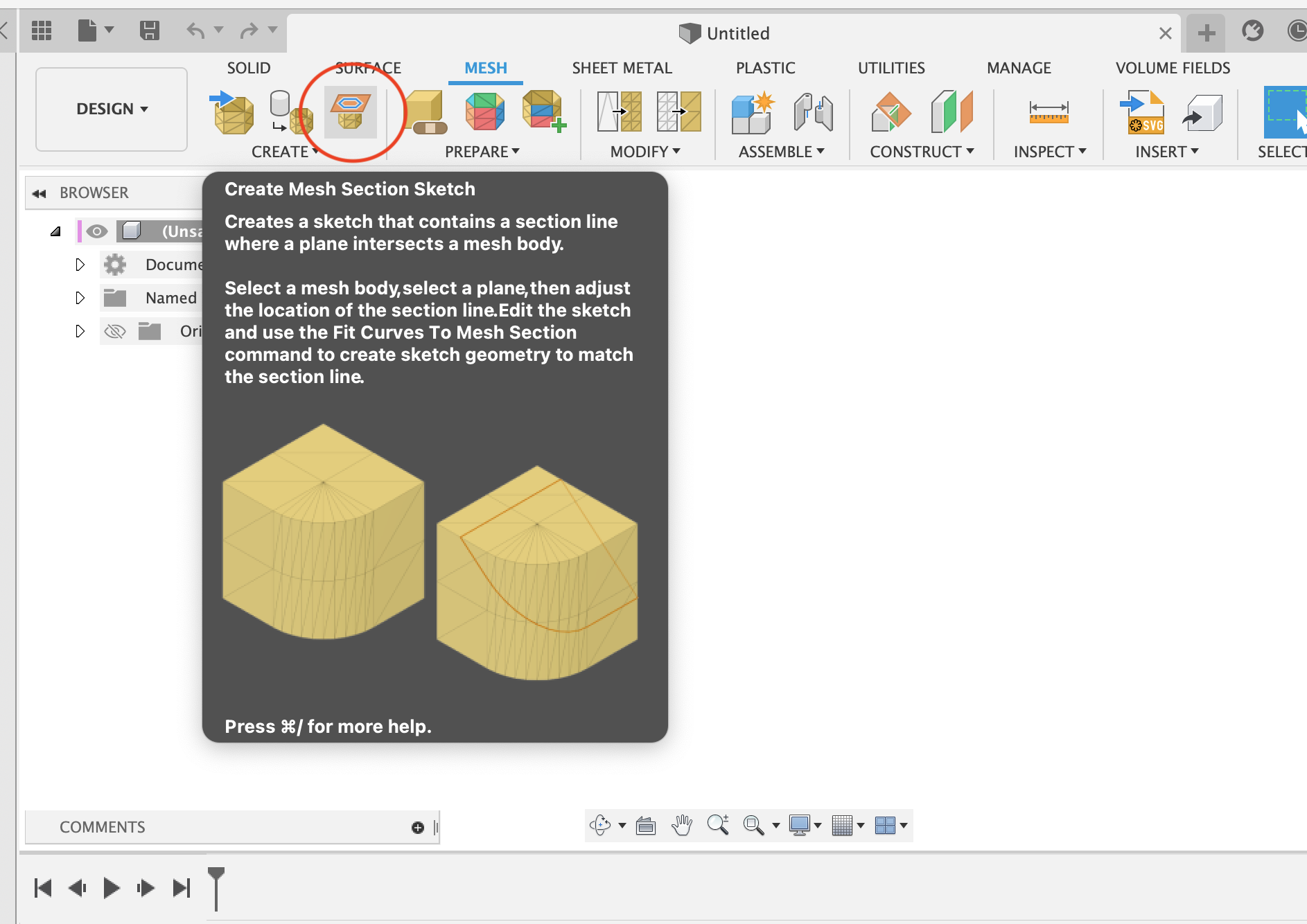 Mesh, "Create a mesh section sketch" - Autodesk Community