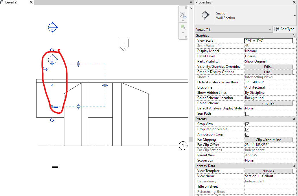 can you see a call out that you made in a section on a plan view ...