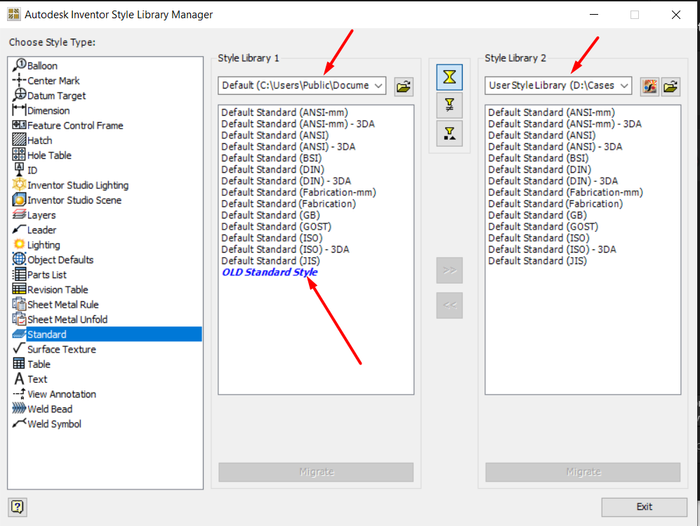 Вирішено:Старі стилі в новому Inventor без збереження в бібліотеці ...