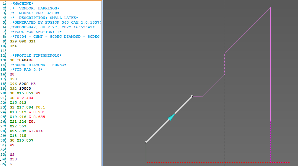 Solved: Turning G-code is being posted as line segments rather than ...