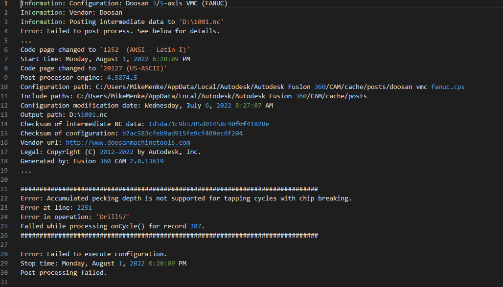 Post issue? Peck tapping on Doosan Mill? - Autodesk Community