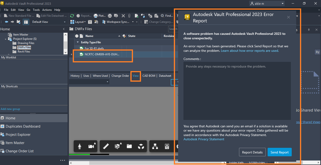 Vault Professional 2023 Crashes when viewing 3D files with Autodesk ...