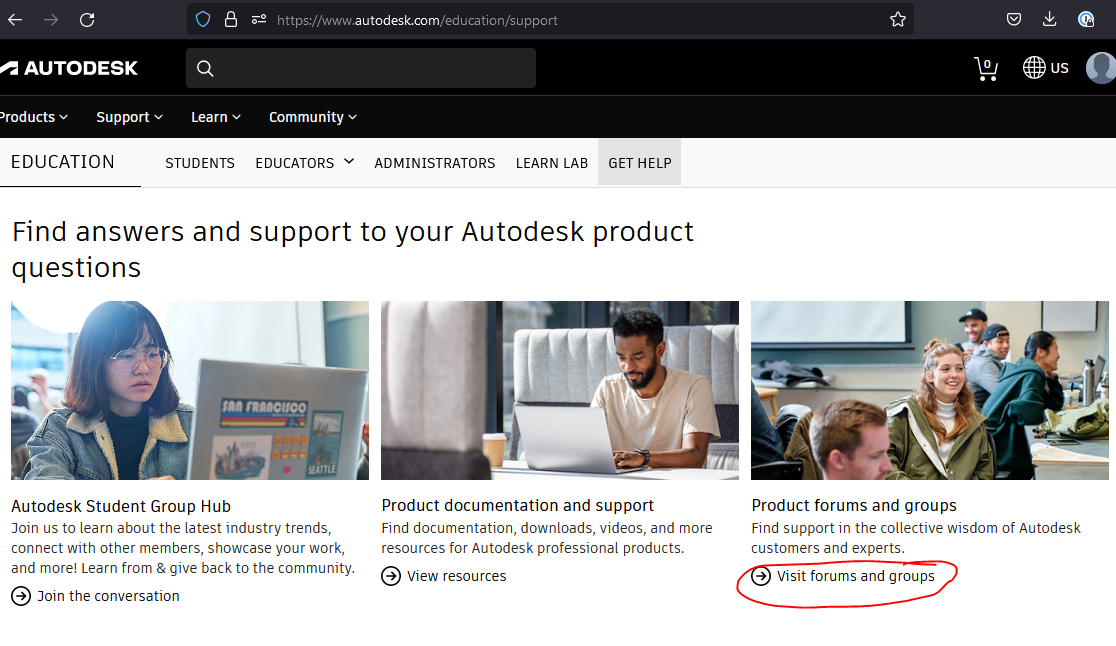 Education & Student Access Page Error - Autodesk Community