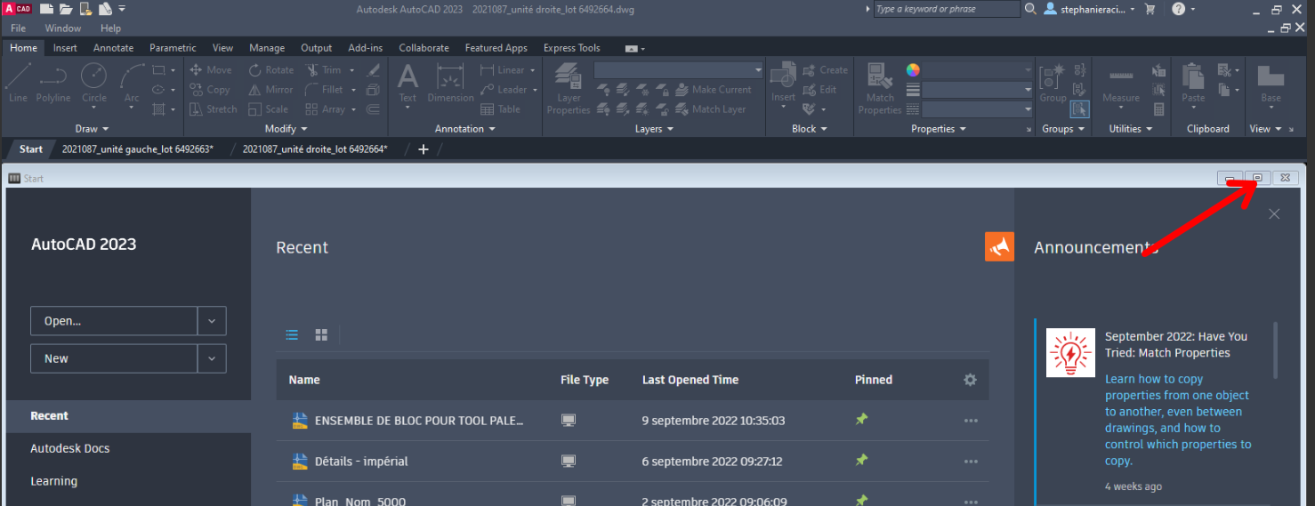 AutoCAD : Comment réactiver l'onglet START, il devient régulièrement inactif - Autodesk Community