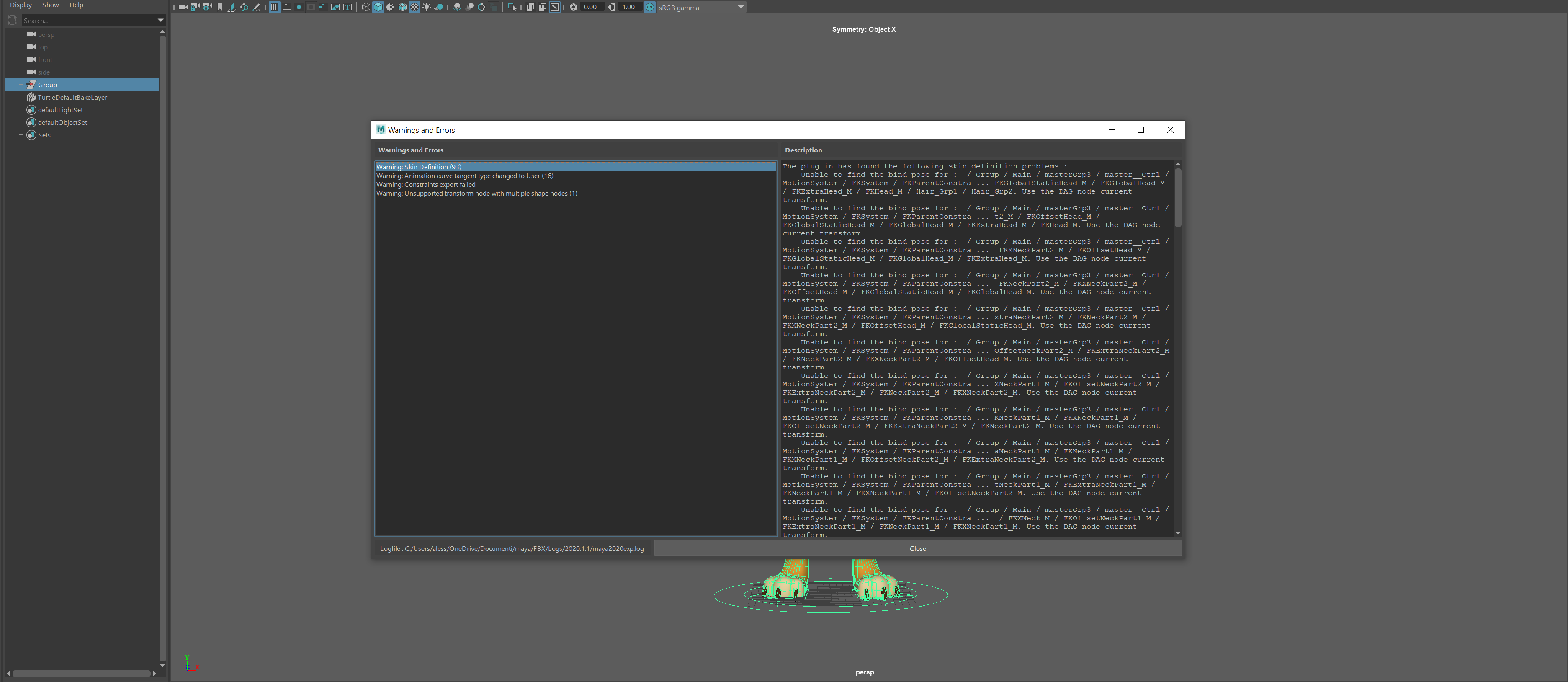 FBX export rigged character problem - Warning errors - Autodesk Community