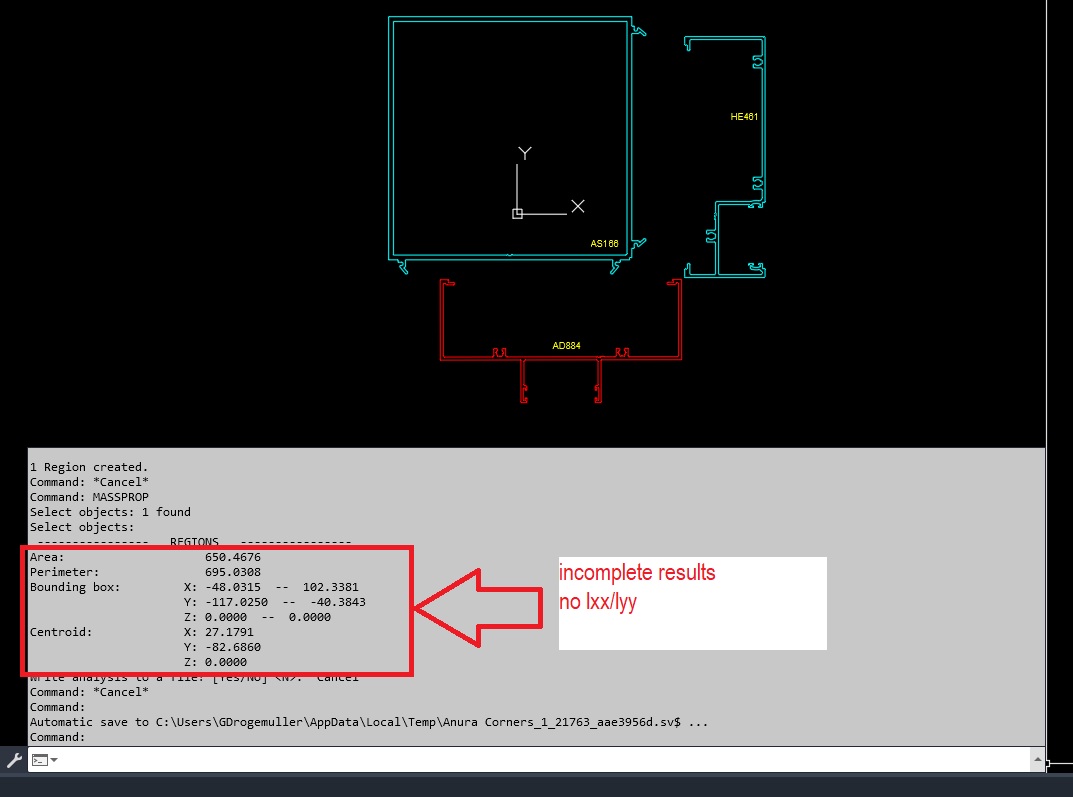 AutoCAD LT - Mass Properties - only partial results - Autodesk Community