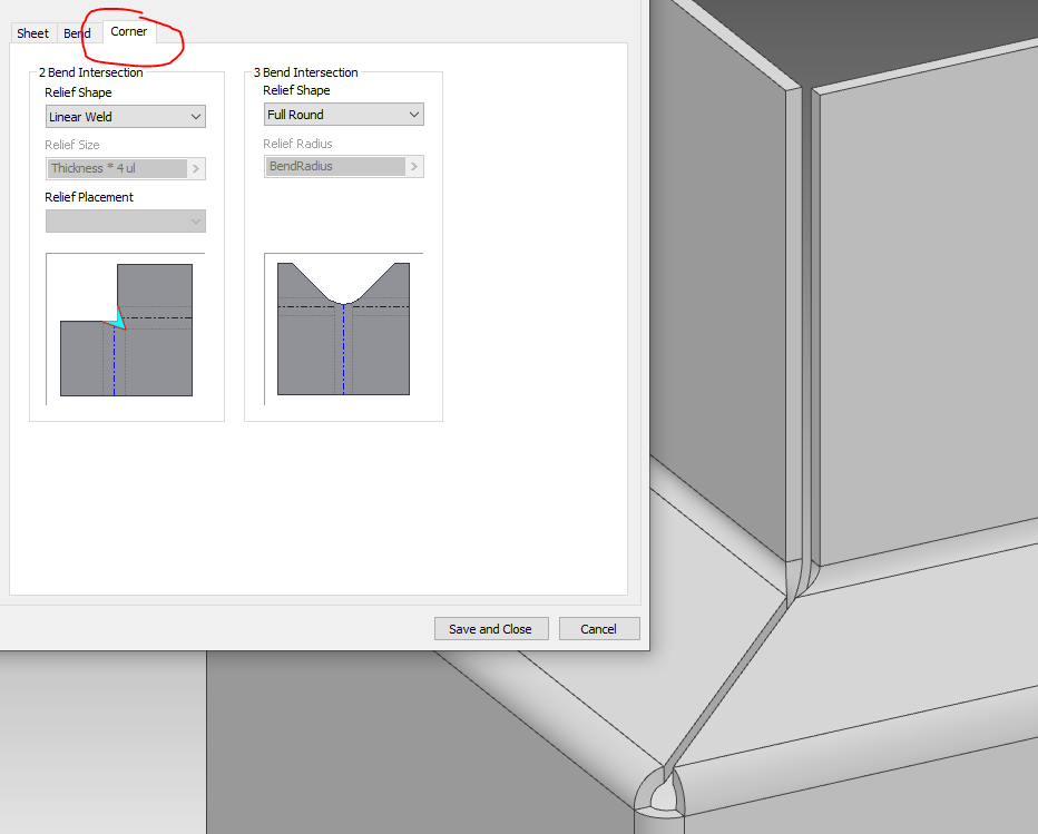 Sheet metal corner relief - Autodesk Community
