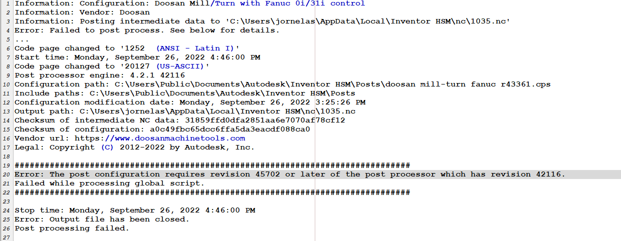 Post Processor for Doosan 5 axis machine with a Fanuc 31iMB controller ...